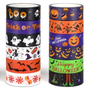 sannix 12 rolls halloween washi tape 15mm wide halloween pumpkin ghost bat masking tape for diy crafts and scrapbooking