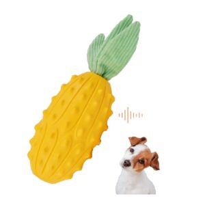 potato brothers-durable dog chew toys，pet squeaky toys- fetch mate, for middle-large sized aggressive chewers, safe natural rubber, teeth cleaning(kiwano-shaped)