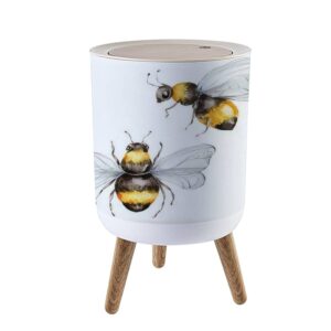 lgcznwdfhtz small trash can with lid for bathroom kitchen office diaper two bees watercolor hand draw white isolated bedroom garbage trash bin dog proof waste basket cute decorative