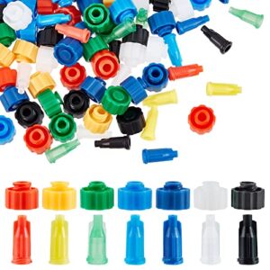 olycraft 140pcs syringe tip caps luer lock tip plastic stopper syringe barrel tip caps lock screw type industrial syringe tip no needle tip cap for feeding tubes 7 colors