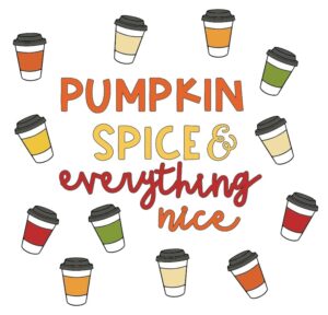 anydesign 50pcs fall letter coffee cup cutouts with 100pcs glue points pumpkin spice & everything nice cardboard cut-outs muticolor coffee cup paper cutting for office home autumn theme party decor