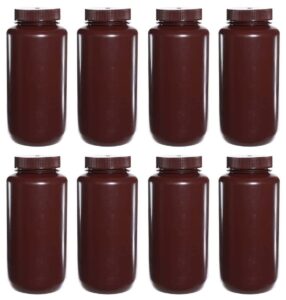 luerflex 500ml 16oz amber wide mouth pp plastic reagent bottles with caps pack of 8