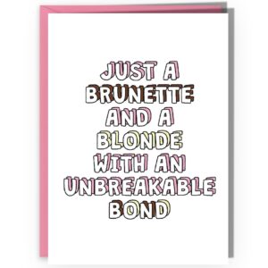 central 23 birthday cards for women - best friend birthday card for her - 'brunette and a blonde' - sweet greeting cards for sister friends bff - comes with fun stickers