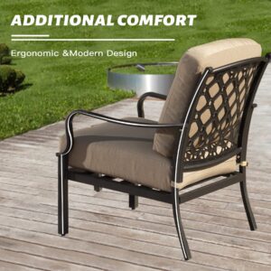 Domi Patio Conversation Set 4 Pieces, Metal Outdoor Patio Furniture with Coffee Table, All-Weather Modern Deep Seating Sofa Set with Cushions (Spring Coil Seat Cushion) -Beige