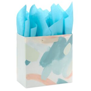 hallmark signature studio 7" medium square gift bag with tissue paper (abstract brushstrokes) peach, mint green, teal for easter, birthdays, bridal showers and more