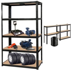 5-Tier Metal Shelving Unit, 39”W x 20”D x 77”H, Heavy Duty Adjustable Storage Rack, 1930 lbs Load Capacity (Total), for Garage, Basement, Warehouse