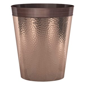 nu steel set of 2 round metal small 2.5 gallon recycle trash can wastebasket, garbage container bin for bathrooms, kitchen, bedroom, home office - durable stainless steel - copper band orb finish