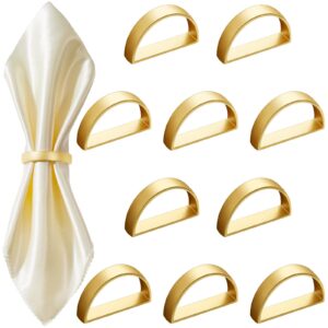 stainless steel napkin rings metal napkin ring holders modern ring holder serviette buckles metallic adornment for table settings kitchen dinner party wedding (matte gold semicircle,20 pcs)