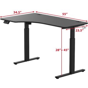 SHW 55-Inch L-Shaped Electric Height Adjustable L-Shaped Standing Desk with Left Facing Corner, Black