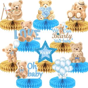 10 pcs bear baby shower party supplies bear honeycomb centerpieces for we can bearly wait baby party decorations table honeycomb for boys kids gender reveal baby shower wedding birthday party favors