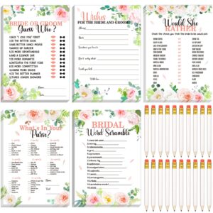 220 pcs floral bridal shower game set for 40 guests wedding games cards and pencils floral bridal game supplies 5 activity accessories gifts for bride groom bachelorette party wedding party favors