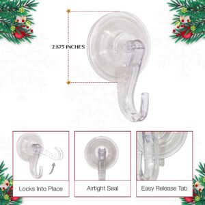 LITES-UP Christmas Wreath Hanger Heavy Duty Suction Cup Hooks for Holiday Decorations, Bath & Kitchen Accessories – Strong on Windows & Glass, Clear & Removable – Holds Up to 15 lbs – Set of 10