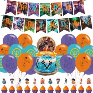 birthday party decorations, fantasy adventure theme party supplies with happy birthday banner, cake toppers, balloons for kids teens baby shower party decorations