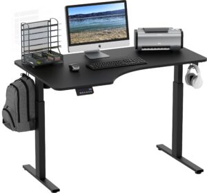 shw 55-inch l-shaped electric height adjustable l-shaped standing desk with left facing corner, black