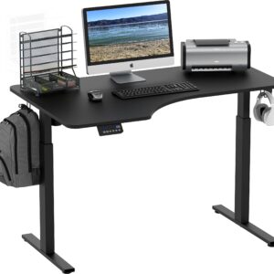 SHW 55-Inch L-Shaped Electric Height Adjustable L-Shaped Standing Desk with Left Facing Corner, Black