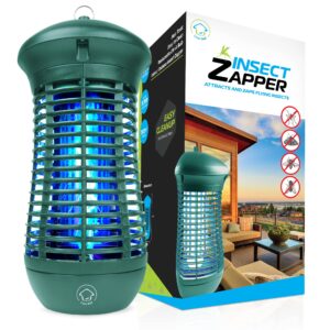 livin’ well green bug zapper indoor outdoor - 4000v high powered electric mosquito zapper home patio, 1,500 sq ft range fly zapper mosquito trap, 18w uva bulb mosquito killer lamp insect bug light