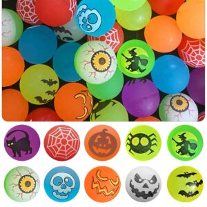 taocco 100 pieces halloween bouncing balls,10 halloween theme designs glow in the dark bouncy toys balls,halloween party favor supplies,classroom game rewards,trick or treat party bag filler