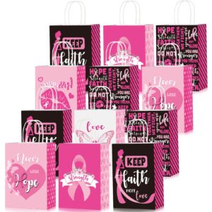 18 pieces breast cancer awareness gift bags, pink ribbon awareness paper bags breast cancer bags pink ribbon gift bags for women breast cancer awareness gifts charity event party supplies