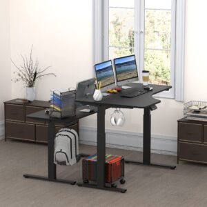 SHW 55-Inch L-Shaped Electric Height Adjustable L-Shaped Standing Desk with Left Facing Corner, Black