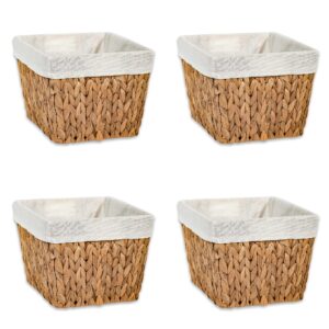 trademark innovations 11.5" hyacinth storage basket with handles and fabric liner rectangular (set of 4)