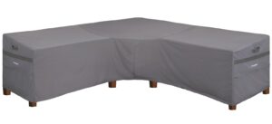 patioasis grey outdoor v-shaped sofa cover 102''l x 102''w x 35.5''d x 31/26''h waterproof sectional v shape patio furniture cover all weather proof