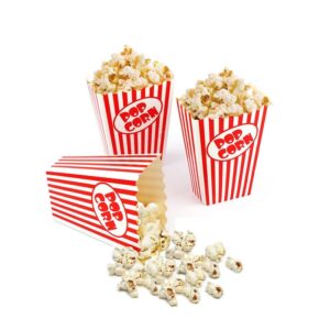 zahaat 25 mini popcorn boxes 5.5 inches tall red and white popcorn bags mini pop corn buckets and container for movie theater, home, carnival party, decorations