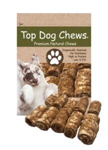 top dog chews – 3” mini cheek rolls with bully dust sprinkles, 10 pack, long lasting dog bones for aggressive chewers, rawhide free dog treats