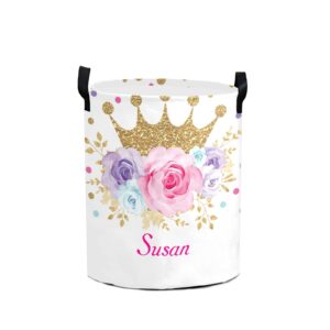 personalized custom beautiful flower pattern laundry baskets with name waterproof laundry hampers storage baskets with handles for baby boys girls gift