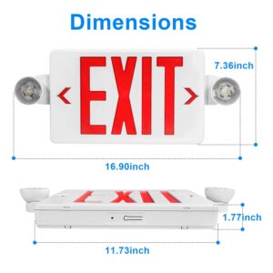 LED Exit Sign with Emergency Lights, Red Exit Sign Light with Battery Backup, Commercial Emergency Exit Sign Lighting with Two Adjustable Heads, AC 120-277V Fire Resistant UL Listed (8-Pack)