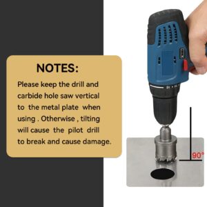 CENYB 1/2" (13mm) Tungsten Carbide Tipped Hole Saw with 2Pcs Titanium-Plated Pilot Drill Bits for Metal, Steel, Iron, Wood, Plastic