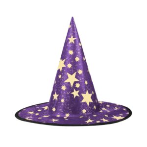 kinbom wizard hat kids, 15x14 inch five pointed star witch hat kids costume & cosplay witch hat halloween party yard decoration for kids party favors festival dressing up (purple)