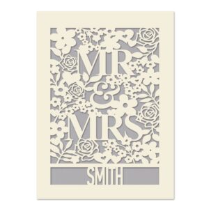 edsg wedding card personalized wedding card custom wedding anniversary card wedding greeting card laser cut congratulations cards for bride new couples groom with envelope (gray)