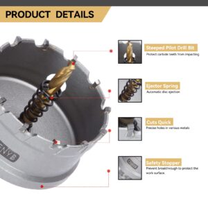 CENYB 1/2" (13mm) Tungsten Carbide Tipped Hole Saw with 2Pcs Titanium-Plated Pilot Drill Bits for Metal, Steel, Iron, Wood, Plastic