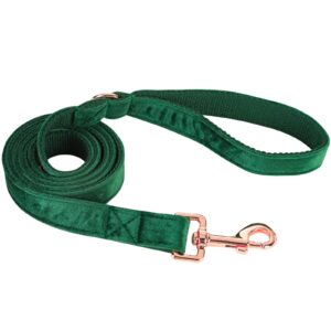 aring pet dog leash, velvet dog leashes matching dog collars, handmade strong dark green christmas dog leash for small medium large dogs