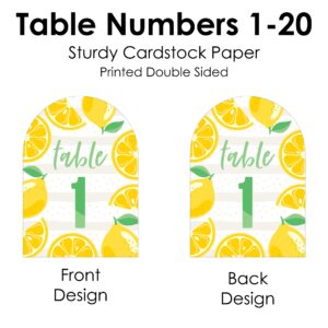 Big Dot of Happiness So Fresh - Lemon - Citrus Lemonade Party Double-Sided 5 x 7 inches Cards - Table Numbers - 1-20