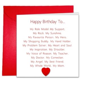 special mother’s birthday card, birthday card for mom from daughter son, sentimental card for mommy, love you mom