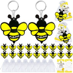 elecrainbow 120 pack bumble bee keyring pack including 40 keychains, 40 thank you tags and 40 bags for bee party, mommy to bee, baby to bee baby shower, adult bee, queen bee, birthday, gender reveal