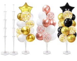 [upgraded 16-sticks] elecrainbow 2 sets 47" tall balloon stand for floor table centerpiece, large reusable balloon tree for indoor outdoor baby shower, birthday, wedding, thanksgiving party