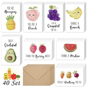 nezyo 40 pieces funny thank cards with envelopes set pun greeting note cards blank inside greeting cards funny cards pun notecards for kids teachers employee birthday holiday appreciation, 4 x 6 inch