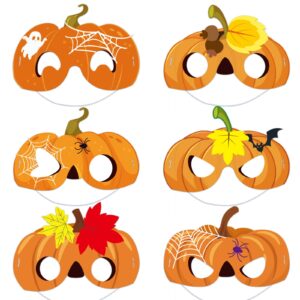 chiazllta fall punmkin masks party favors thanksgiving autumn pumpkin paper masks for kids party photo booth props kit with elastic strings