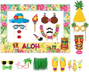 24 pcs aloha party photo booth props hawaiian party photo booth props aloha party photo booth frame aloha party supplies aloha baby shower decoration aloha bridal shower