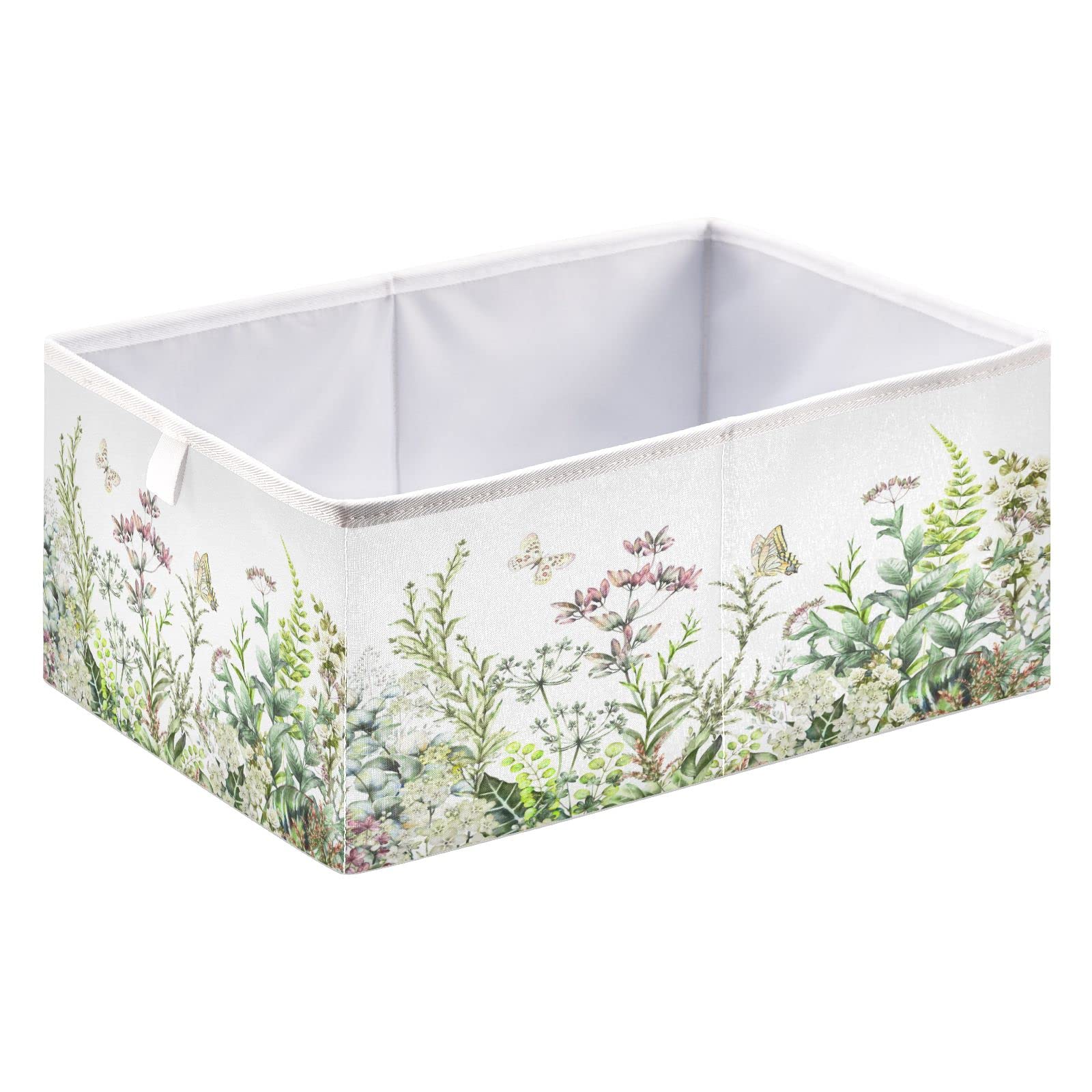 Kigai Wild Flower Butterfly Cube Storage Bins - 11x11x11 In Large Foldable Storage Basket Fabric Storage Baskes Organizer for Toys, Books, Shelves, Closet, Home Decor