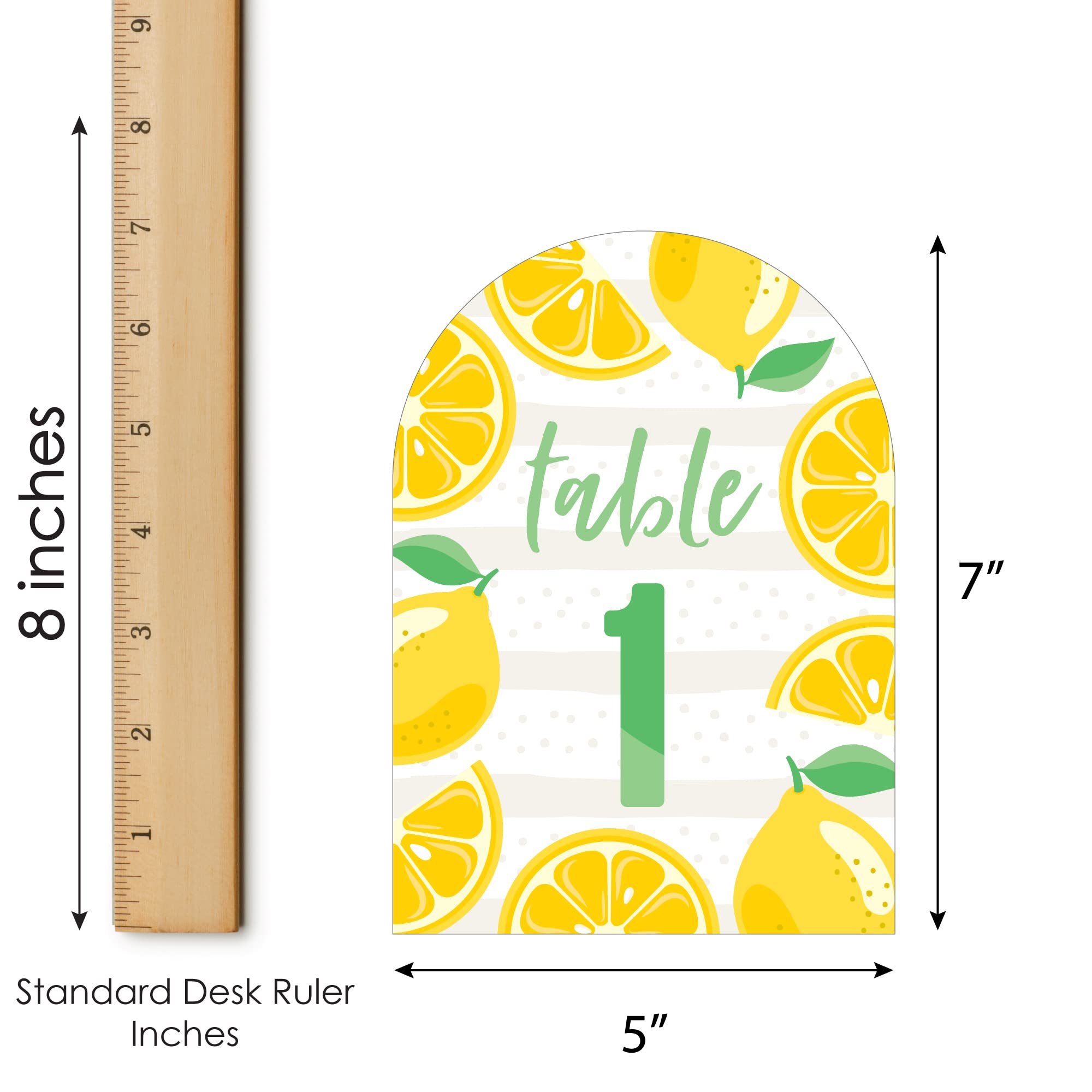 Big Dot of Happiness So Fresh - Lemon - Citrus Lemonade Party Double-Sided 5 x 7 inches Cards - Table Numbers - 1-20