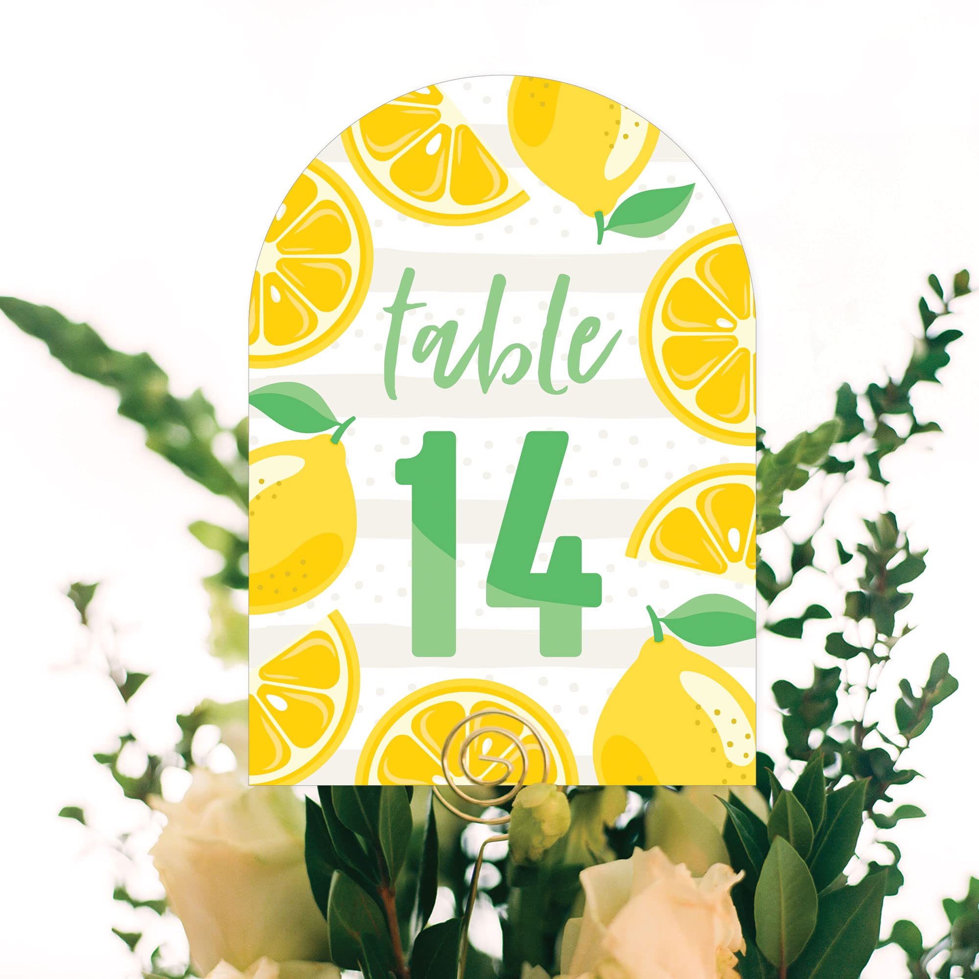 Big Dot of Happiness So Fresh - Lemon - Citrus Lemonade Party Double-Sided 5 x 7 inches Cards - Table Numbers - 1-20