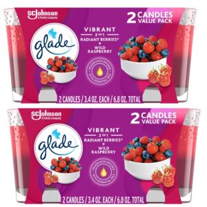 glade jar candles, fragrance candles infused with essential oils, air freshener candles, 4 candles 3.4 oz (radian berries & wild raspberry)