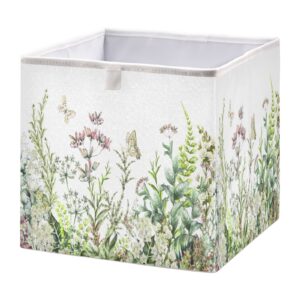 kigai wild flower butterfly cube storage bins - 11x11x11 in large foldable storage basket fabric storage baskes organizer for toys, books, shelves, closet, home decor