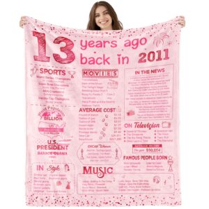 13 year old girl gifts for birthday teenage girls gifts ideas 13th birthday decorations for girls daughter sister soft throw blanket back in 2011-60x50 inch - pink