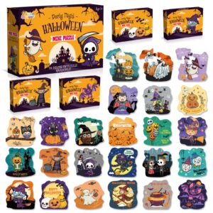 halloween party favor for kids, 24 pack jigsaw puzzles in halloween theme designs for trick or treating, halloween goodie bag filler, halloween miniatures novelty toy, school classroom rewards