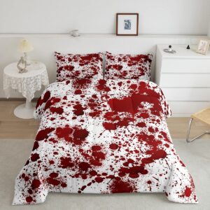 red tie dye comforter set queen size,halloween decor bedding set 3pcs for kids teens adults bedroom,gothic horror style quilt set cartoon hand painted graffiti duvet insert with 2 pillowcases