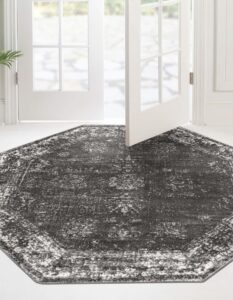 rugs.com monte carlo collection rug – 5' octagon dark gray medium rug perfect for living rooms, kitchens, entryways